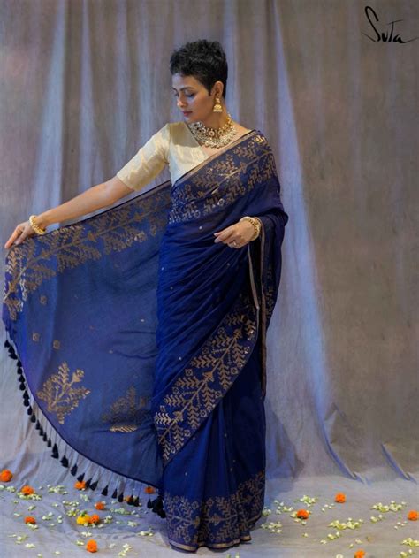 Purple Jamdani Mulmul Cotton Saree Lehron Ki Sargam Suta