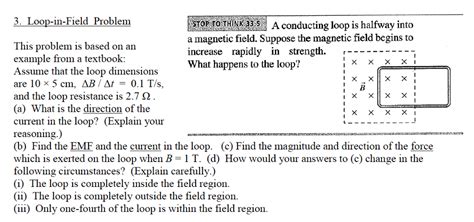 solved stop to think 33a conducting loop is halfway into a