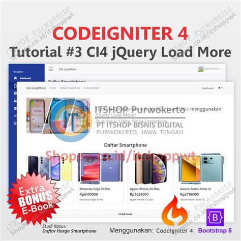 Jual Tutorial Pdf Codeigniter 4 Seri 3 Ci 4 Mysql Load Data Menggunakan Jquery Load More Dan