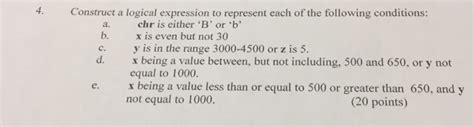 Solved 4 Construct A Logical Expression To Represent Each