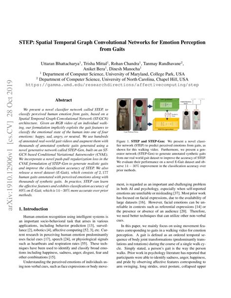 Step Spatial Temporal Graph Convolutional Networks For Emotion Perception From Gaits Deepai