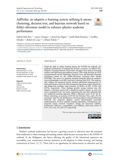 Pdf Adpisika An Adaptive E Learning System Utilizing K Means
