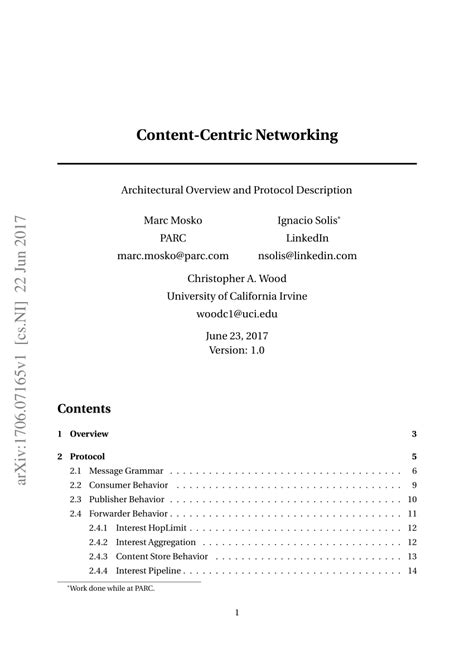 Pdf Content Centric Networking Architectural Overview And Protocol Description