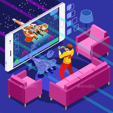 Computer Game Video Gaming Isometric Person Vector Illustration Isometric Isometric Design