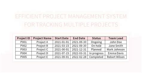Efficient Project Management System For Tracking Multiple Projects