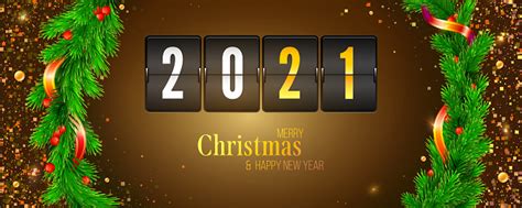 메리 크리스마스와 새해 복 많은 새해 복고풍 스코어 보드와 인사말 카드는 전나무 가지와 크리스마스 주석 장식 수평 새해 포스터 웹 사이트에 대한 헤더 벡터 3d 그림