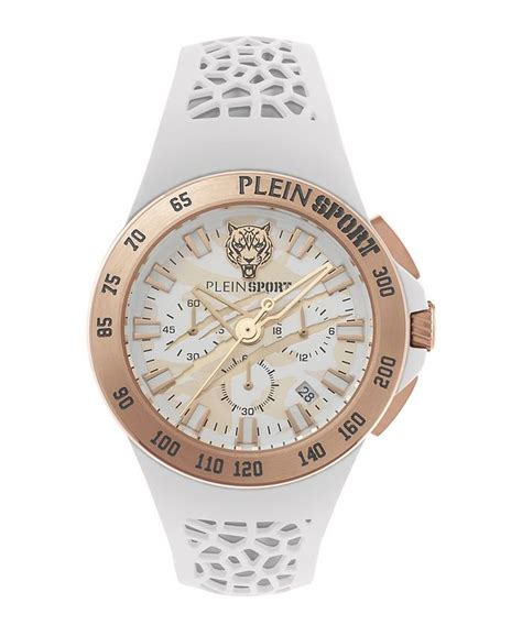 Plein Sport Mens Thunderstorm Chrono White Silicone Strap Watch 43mm