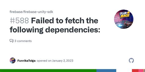 failed to fetch the following dependencies · issue 588 · firebase