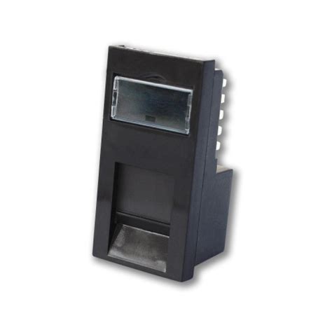 1 Gang Data Rj45 Cat5e Euro Module In Black 25 X 50mm Snap In