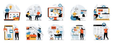 Premium Vector Web Development Concept With People Scenes Mega Set In Flat Design Bundle Of