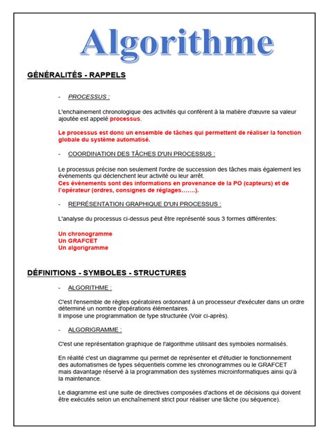 Cours Algorithmie Pdf