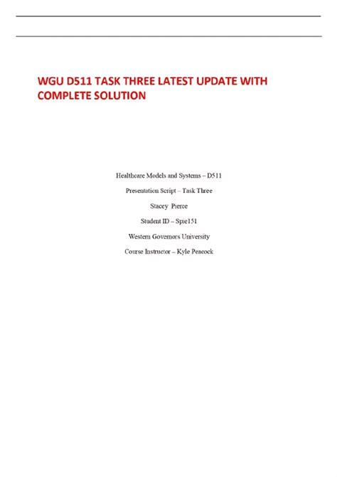 Wgu D511 Task Three Latest Update With Complete Solution Healthcare D511 Stuvia Us