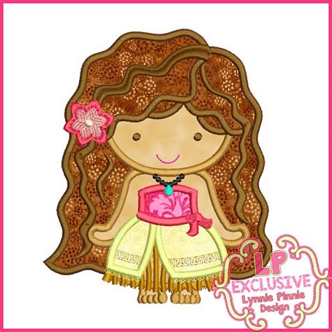Pretty Polynesian Princess Cutie Applique Design X X X Etsy