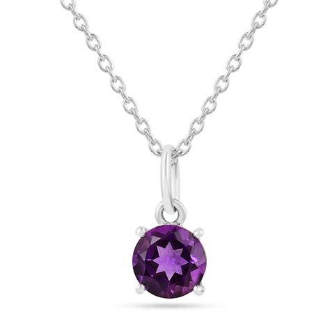 Amethyst Rhodium Over Sterling Silver Solitaire Pendant With Chain 1b7b8a