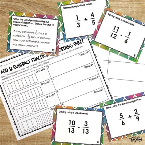 add and subtract fractions visual models included digital and printa