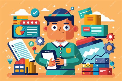 A Young Data Analyst Holds A Tablet Surrounded By Colorful Charts Graphs And Tools Immersed In