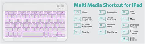 Tecurs Bluetooth Keyboard And Mouse Combo For Ipad 7 Color Backlit Rechargeable