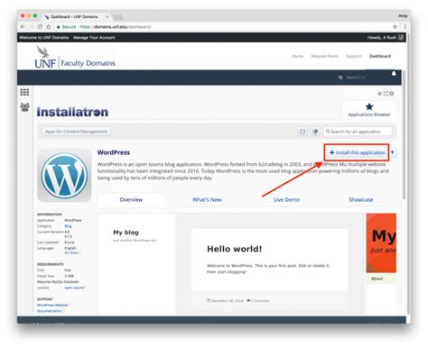 Install Wordpress Unf Faculty Domains
