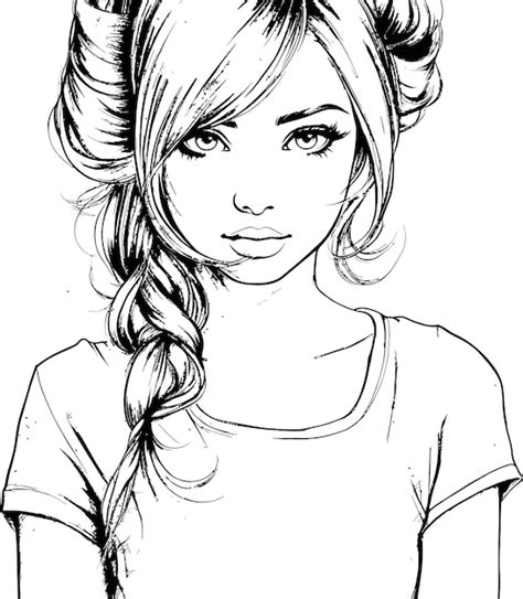 Página Para Colorear Vector De Dibujos Animados De Chicas Vector Premium