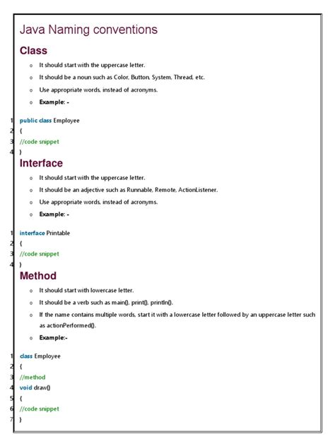 Java Naming Conventions Pdf