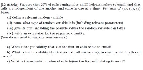 Solved 12 Marks Suppose That 20 Of Calls Coming In To An Chegg Com
