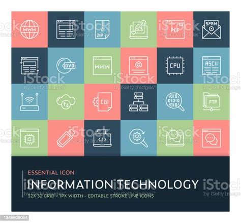Information Technology Editable Stroke Line Icon Collection Stock