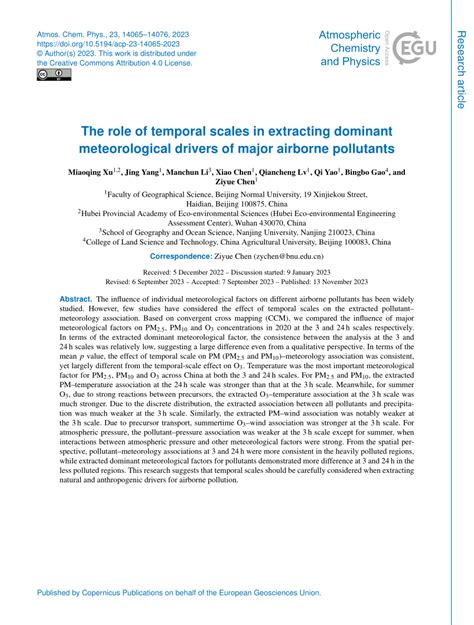Pdf The Role Of Temporal Scales In Extracting Dominant Meteorological Drivers Of Major