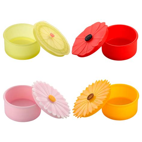 Floral Containers Small Set4 Poppy Lilypad Sunflower Daisy