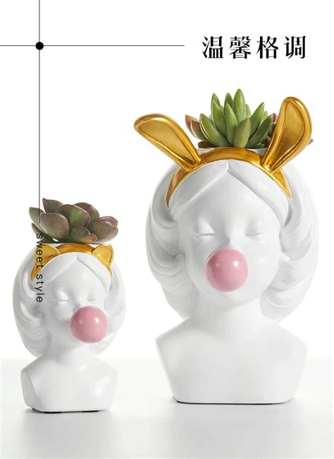 Креативная ваза в скандинавском стиле из смолы суккулентные растения Современная Милая девушка