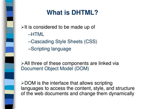 Ppt Dhtml Powerpoint Presentation Free Download Id7000157