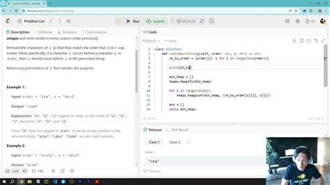 Leetcode 791 Custom Sort String Youtube
