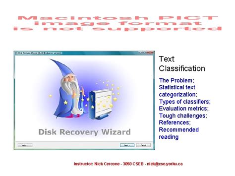 Text Classification The Problem Statistical Text Categorization Types