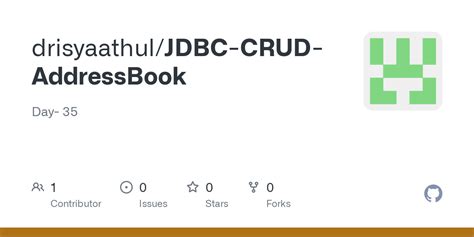 GitHub Drisyaathul JDBC CRUD AddressBook Day