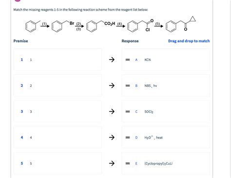 Solved Match the missing reagents 1-5 in the following | Chegg.com
