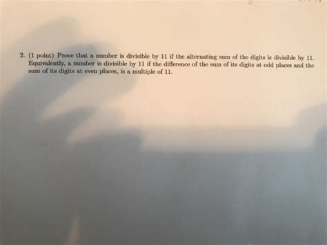 Solved Prove That A Number Is Divisible By 11 If The