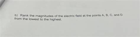 Solved B ﻿rank The Magnitudes Of The Electric Field At The