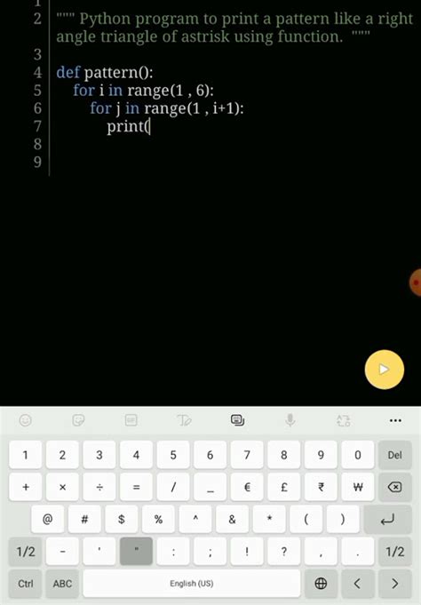 Python Program To Print A Pattern Like A Right Angle Triangle Of Asterisk Using Function Youtube