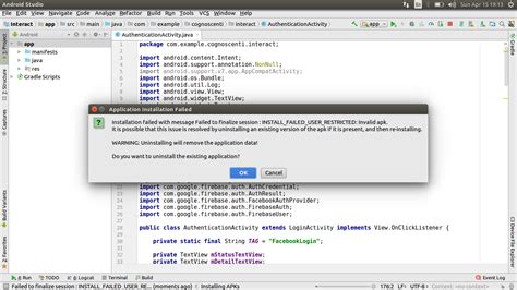Android Failed To Finalize Session INSTALL FAILED USER RESTRICTED Invalid Apk Stack