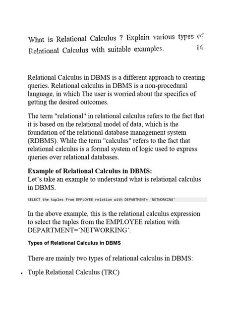 Relational Calculus Pdf Relational Model Databases