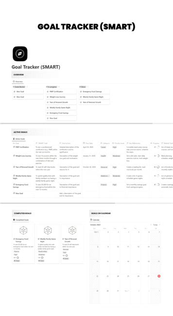 Free Notion Smart Goal Tracker Template Best Notion Templates For