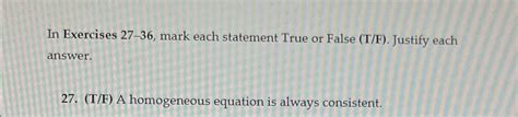 Solved In Exercises Mark Each Statement True Or Chegg