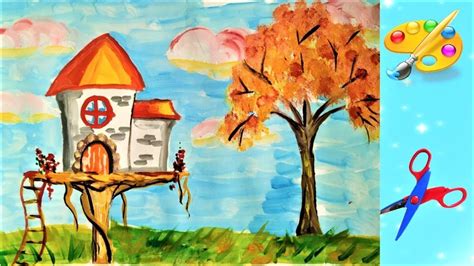 Як намалювати казковий будиночок малюємо будиночок в формі гриба Ravlyk