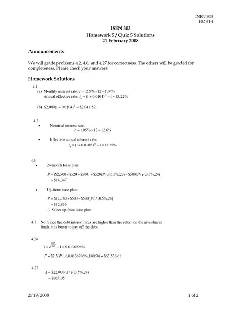 4 Solved Questions On Engineering Economics Analysis Isen 303 Docsity