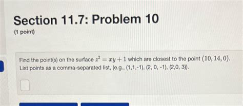 Solved Section 117 Problem 10 1 Point Find The Points On The