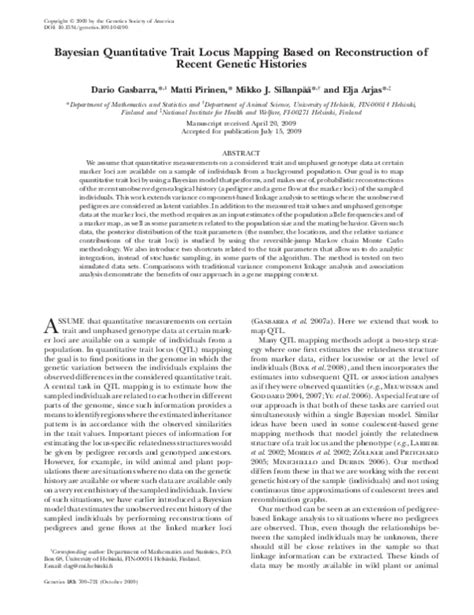 Pdf Bayesian Quantitative Trait Locus Mapping Based On Reconstruction Of Recent Genetic