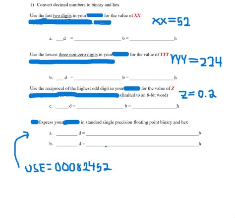 Solved 1 Convert Decimal Numbers To Binary And Hex Use The Chegg Com