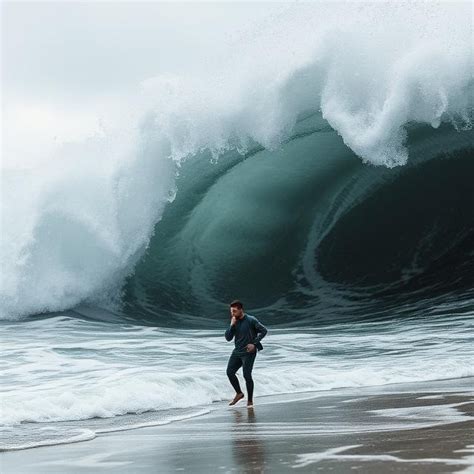Man Facing Tsunami