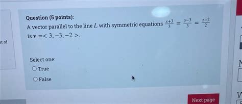 solved question 5 points a vector parallel to the line l