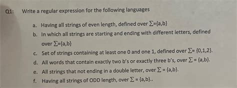 Solved Q1 Write A Regular Expression For The Following