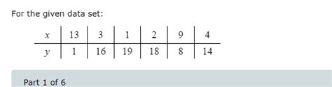 for the given data set part 1 of 6 b find the value